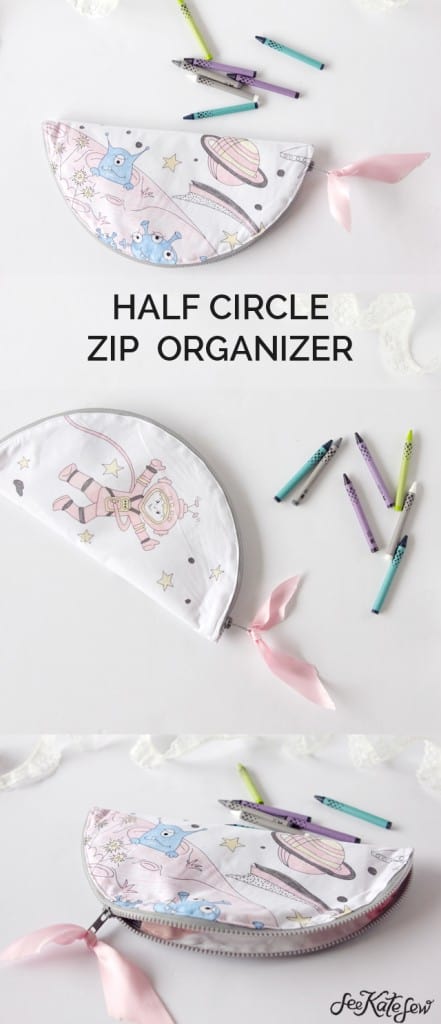 Half Circle Zip Organizer with Color Me Fabric! - see kate sew