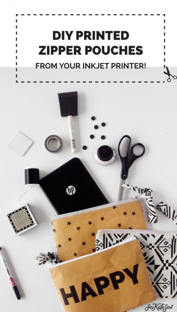 DIY Printed Zipper Pouch (from your inkjet printer!) - see kate sew