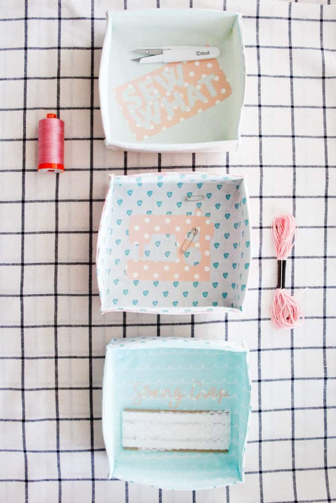 fabric boxes diy with free pdf pattern - see kate sew