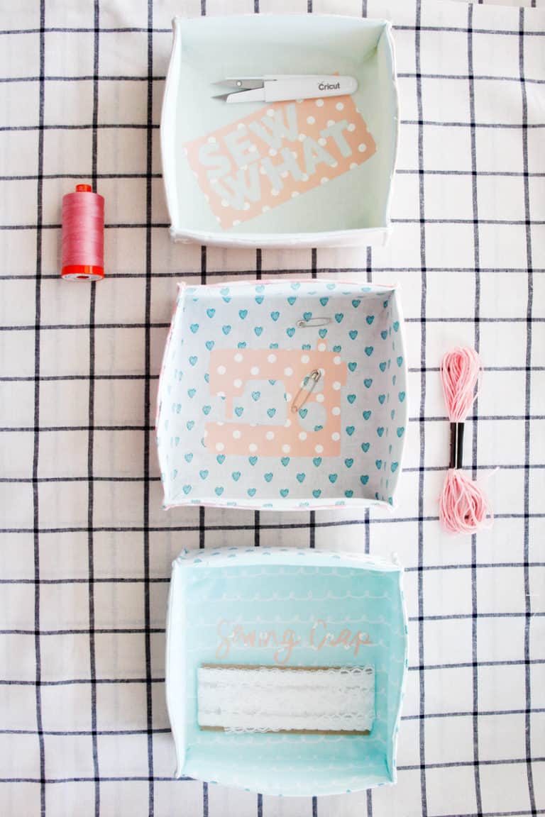 fabric boxes diy with free pdf pattern - see kate sew