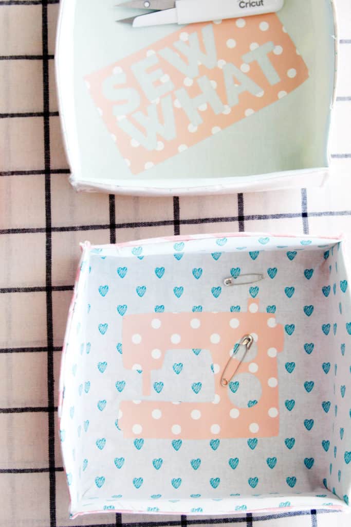 fabric boxes diy with free pdf pattern - see kate sew