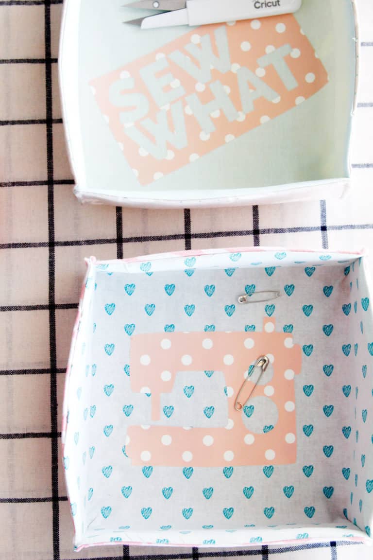 fabric boxes diy with free pdf pattern - see kate sew