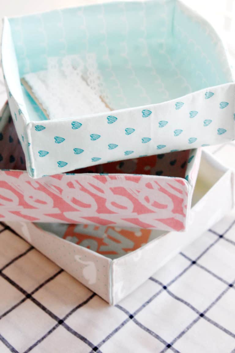 fabric boxes diy with free pdf pattern - see kate sew