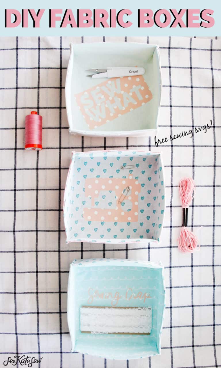 fabric boxes diy with free pdf pattern - see kate sew