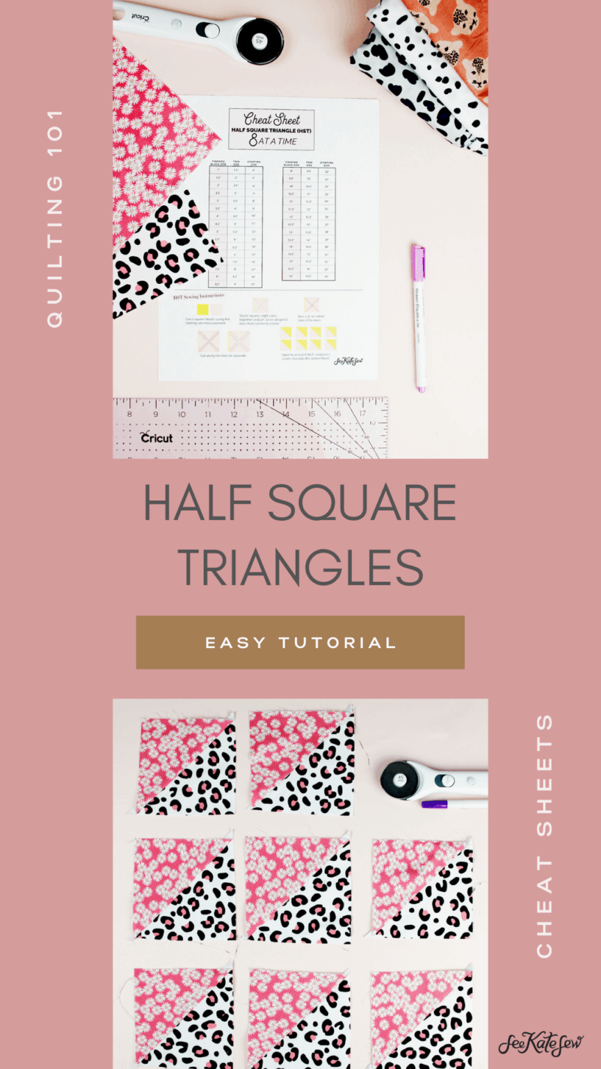 half square triangles 8 at a time chart - see kate sew