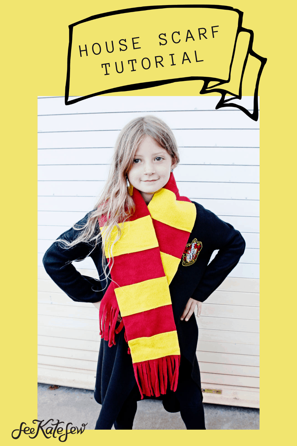 Harry Potter Scarf Pattern - No Sew Gryffindor Scarf - see kate sew
