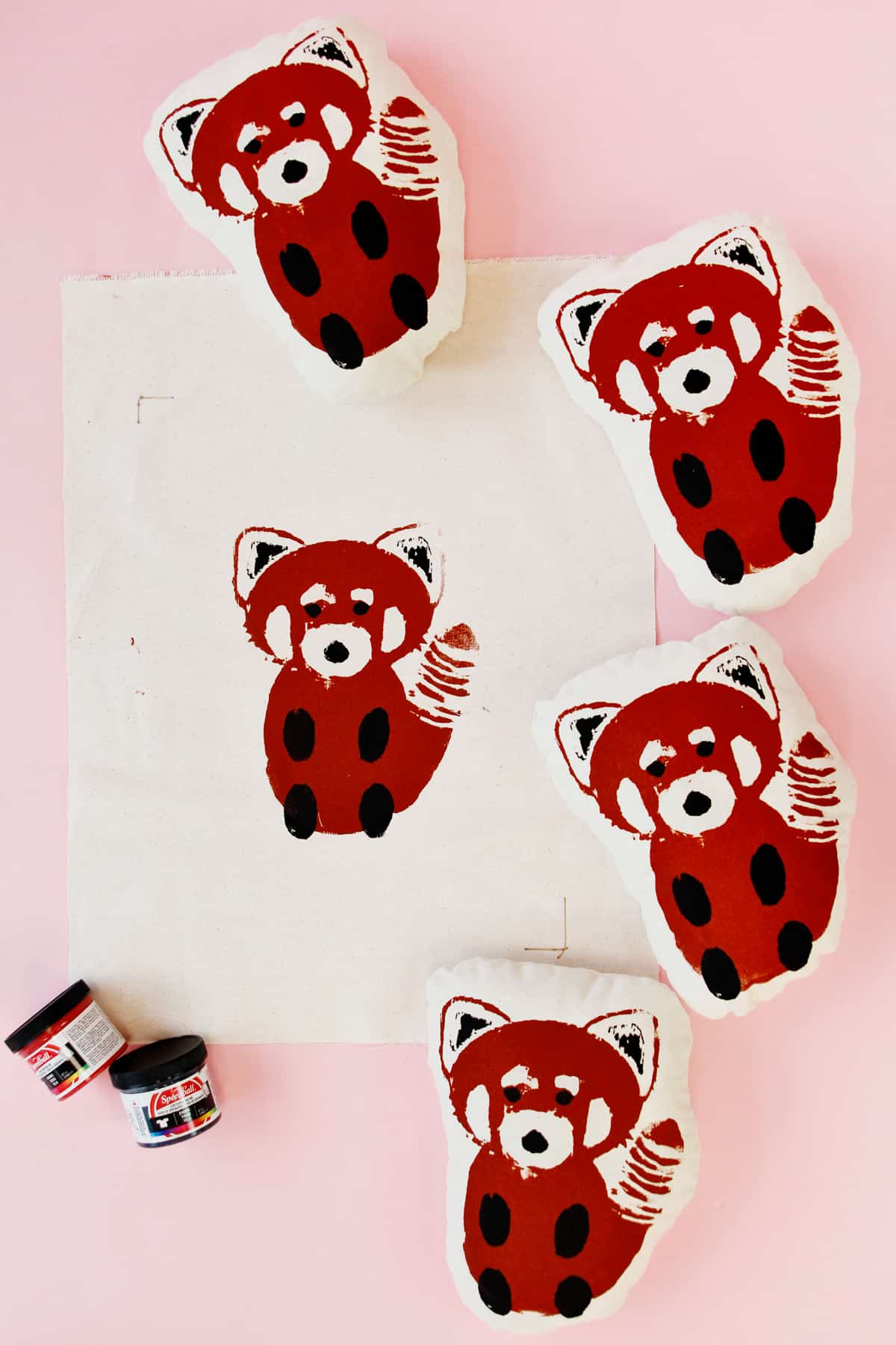 silk screen printing kit - DIY red panda plush toys - see kate sew