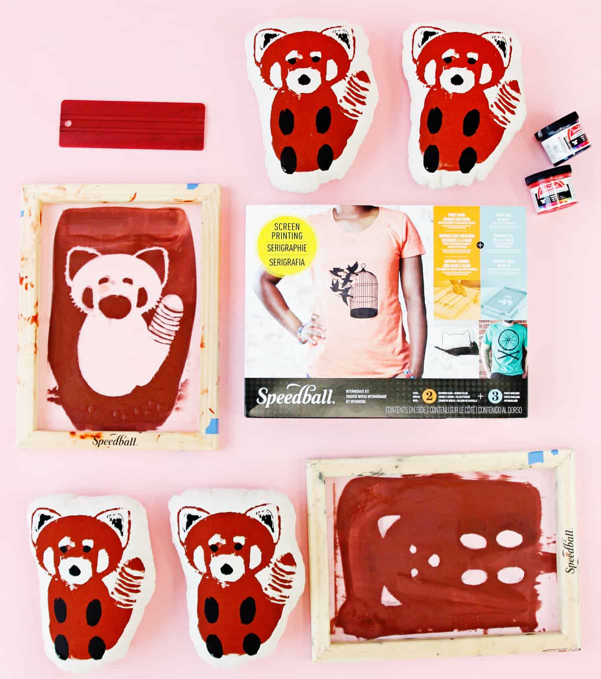 silk screen printing kit - DIY red panda plush toys - see kate sew