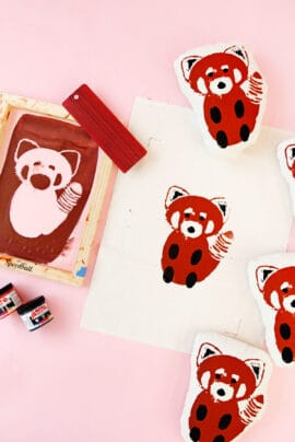 silk screen printing kit - DIY red panda plush toys - see kate sew