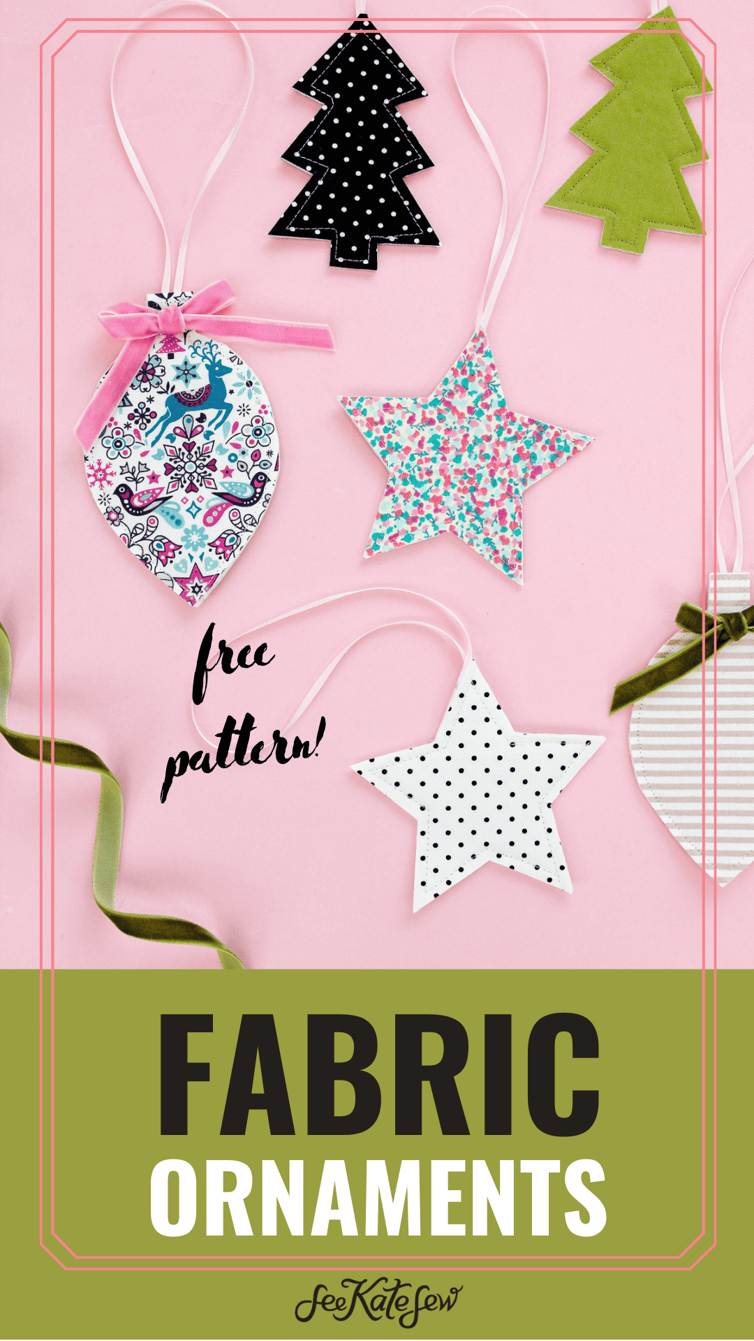 Fabric Christmas Tree Ornaments - Free Pattern - see kate sew