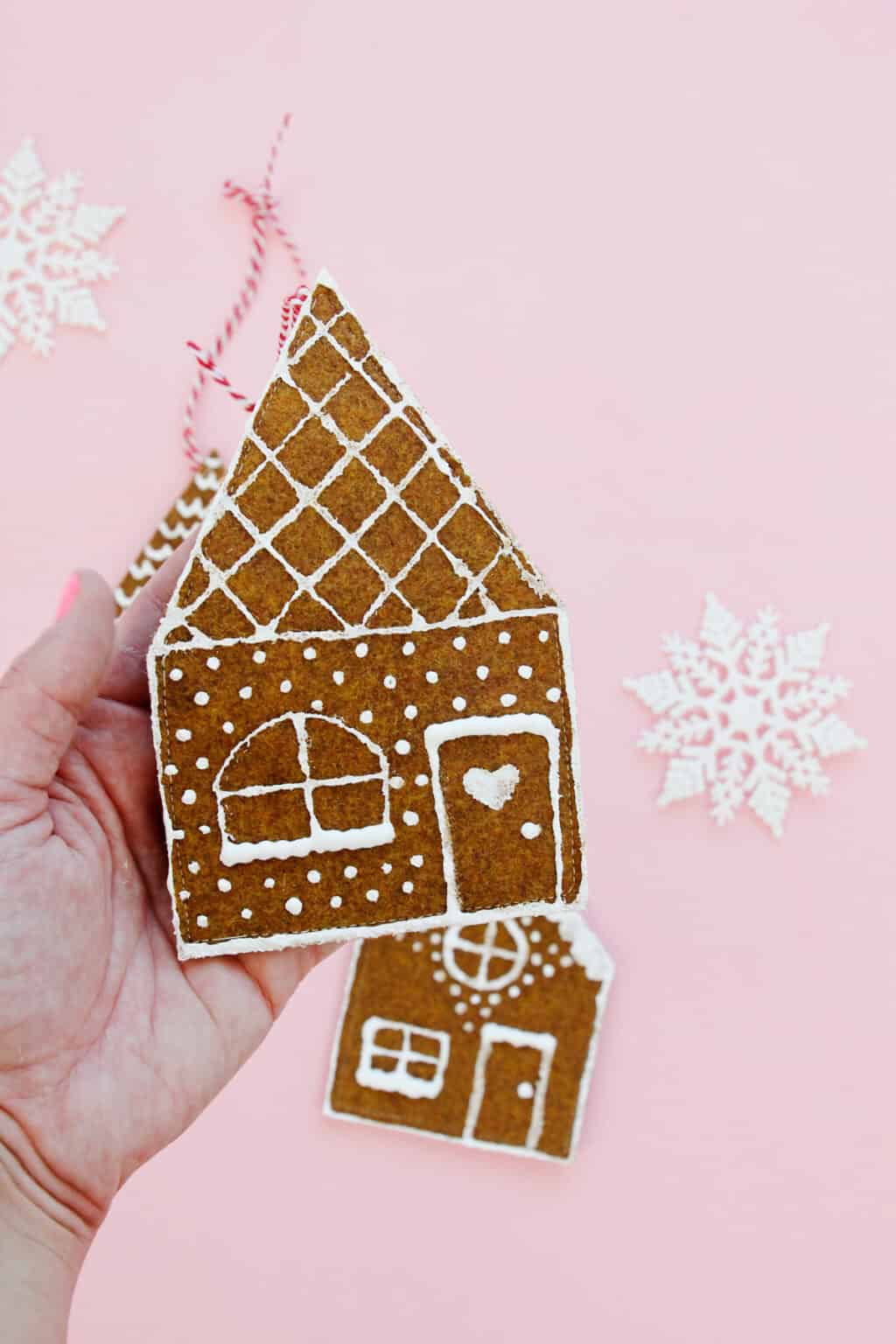 Gingerbread House Ornaments DIY with Felt - see kate sew