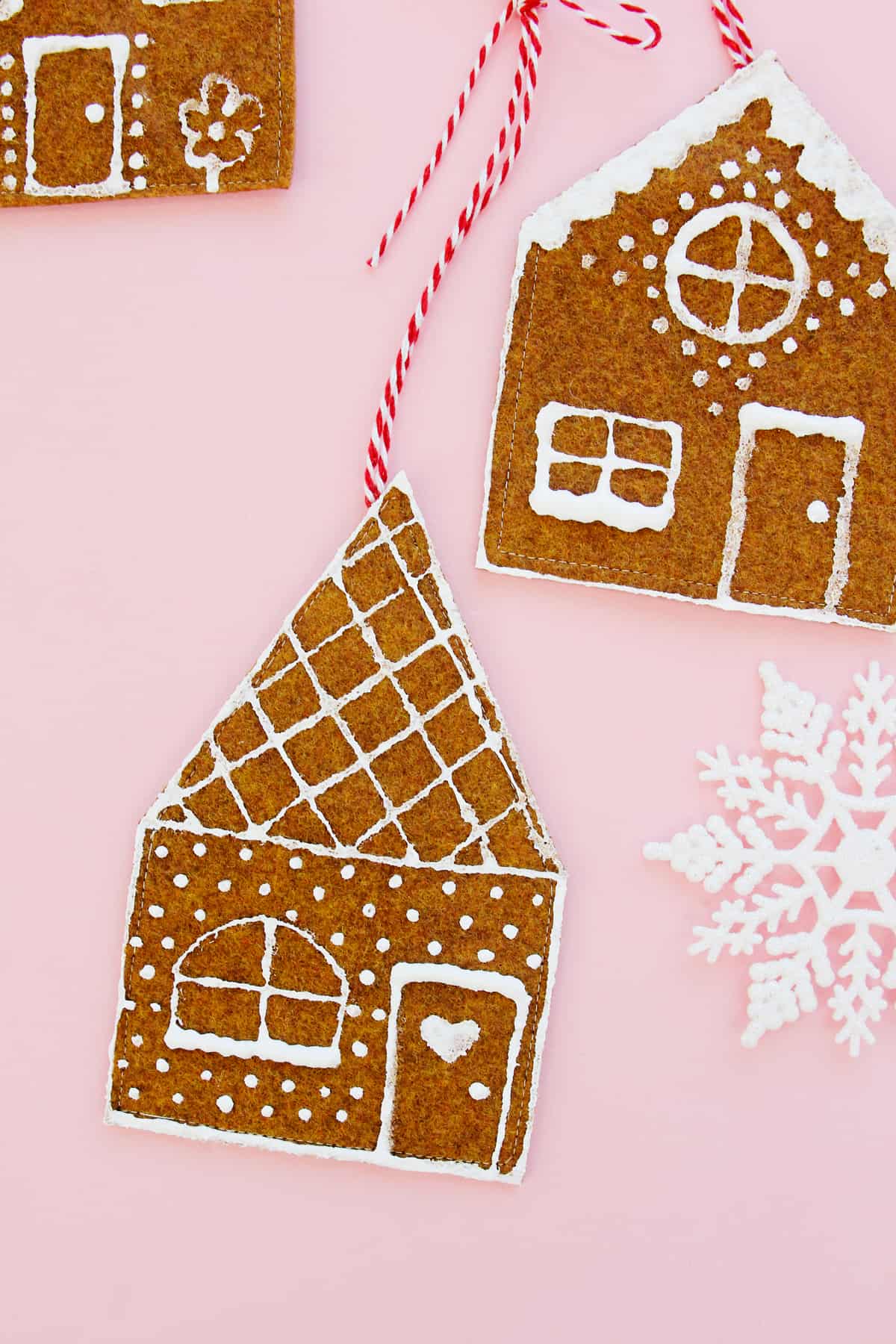 Gingerbread House Ornaments DIY with Felt - see kate sew