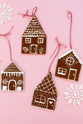 Gingerbread House Ornaments DIY with Felt - see kate sew