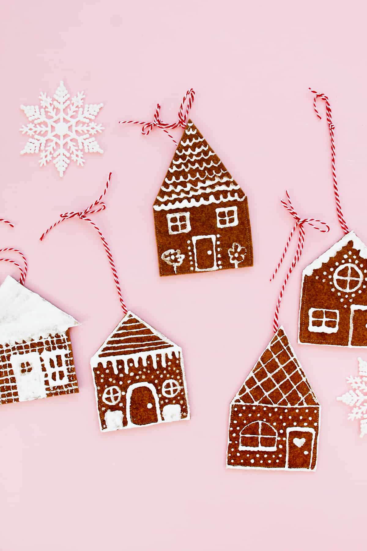 Gingerbread House Ornaments DIY with Felt - see kate sew