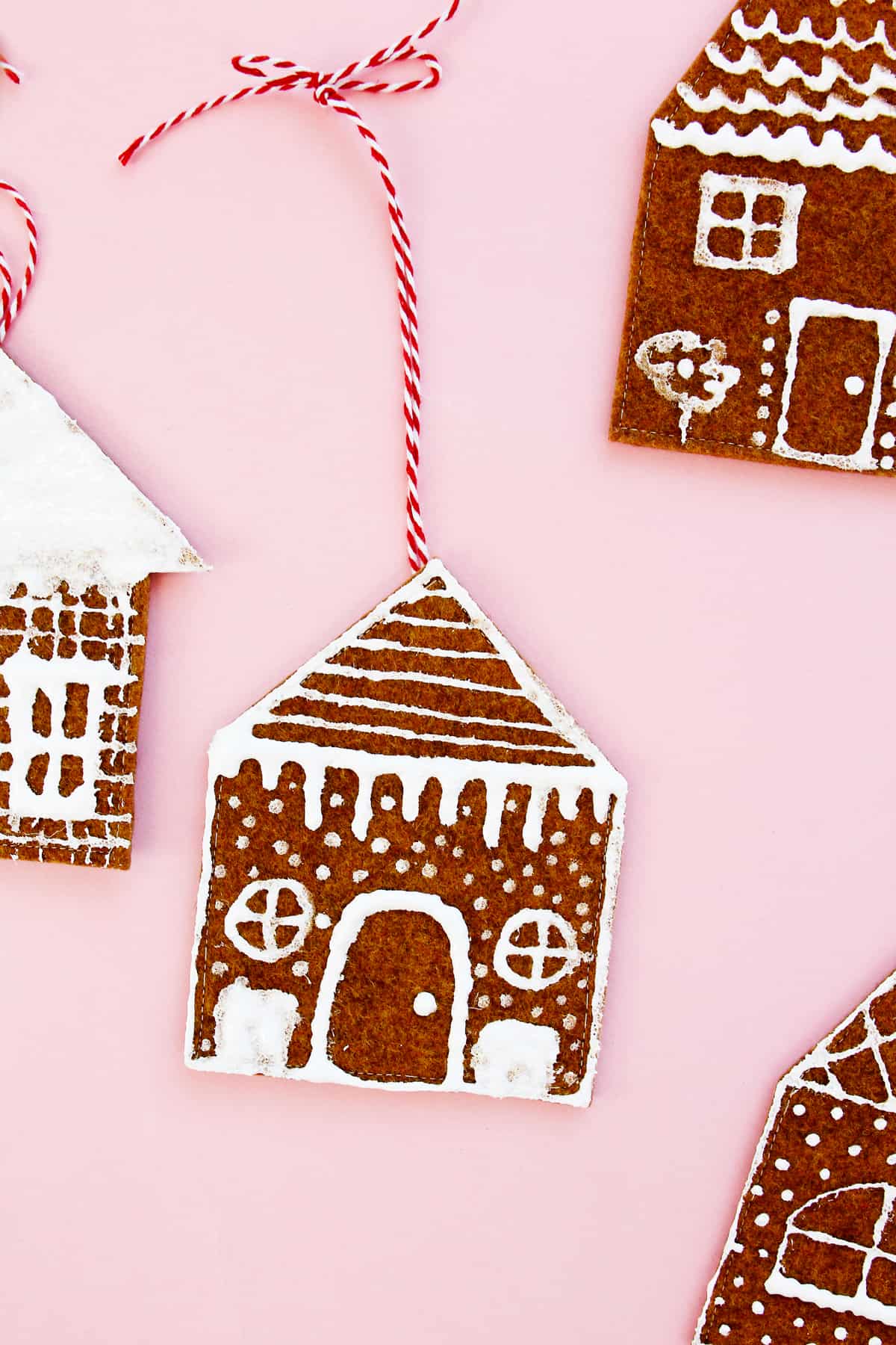 Gingerbread House Ornaments DIY with Felt - see kate sew