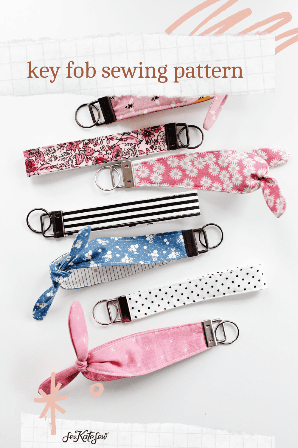 DIY Key Fob Wristlet Keychain Sewing Pattern - see kate sew