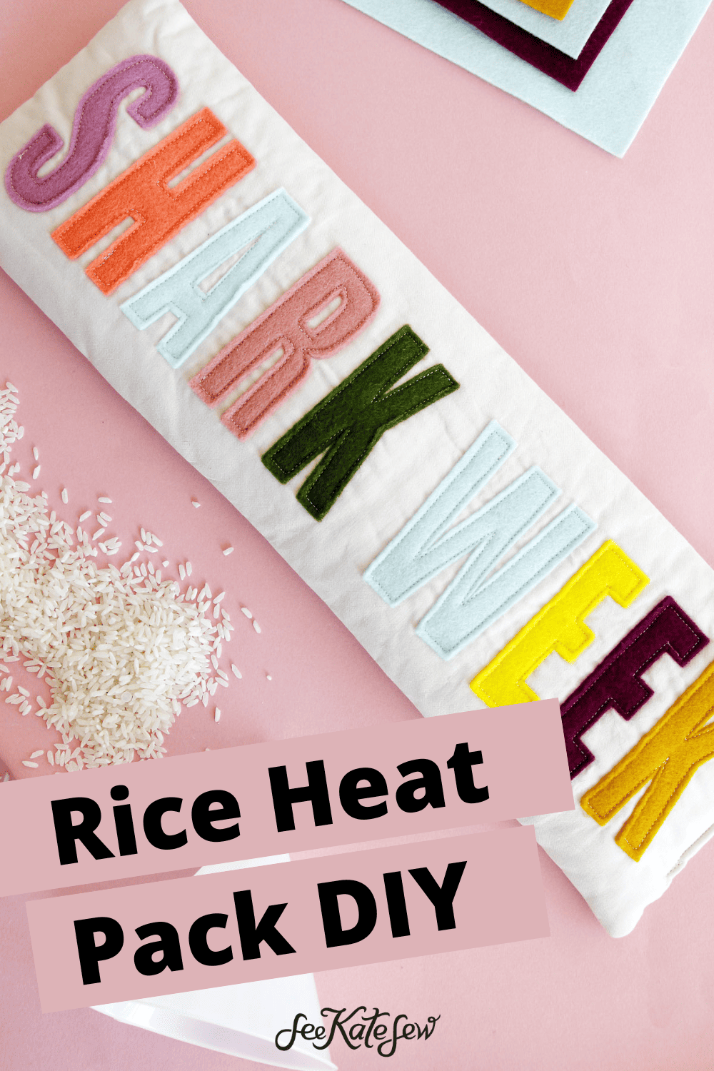 DIY Rice Heating Pad with Applique Words - see kate sew
