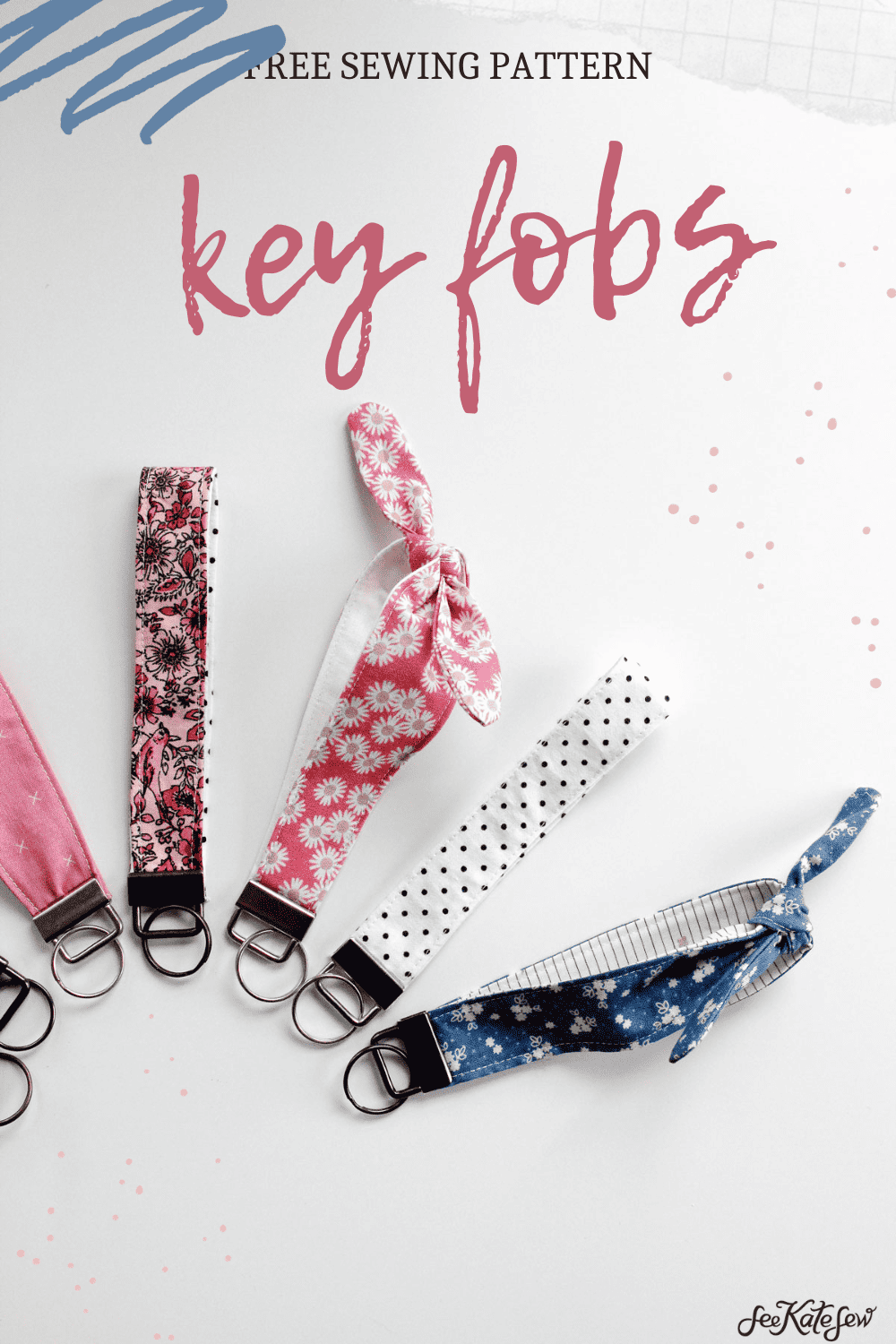 DIY Key Fob Wristlet Keychain Sewing Pattern - see kate sew
