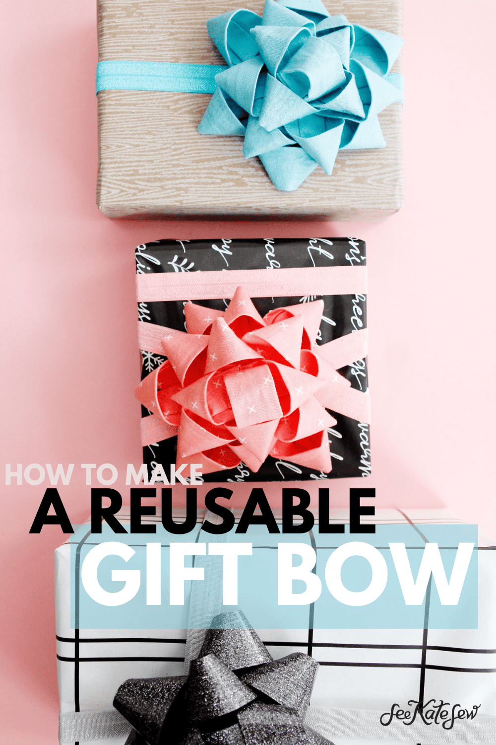 DIY Christmas Gift Bows with Fabric - see kate sew
