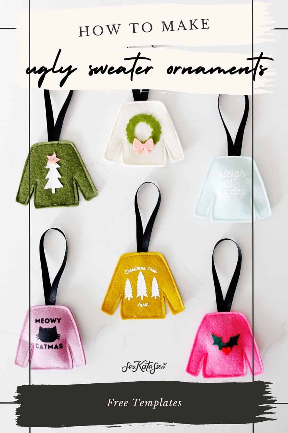 Ugly Christmas Sweater Ornaments DIY - see kate sew