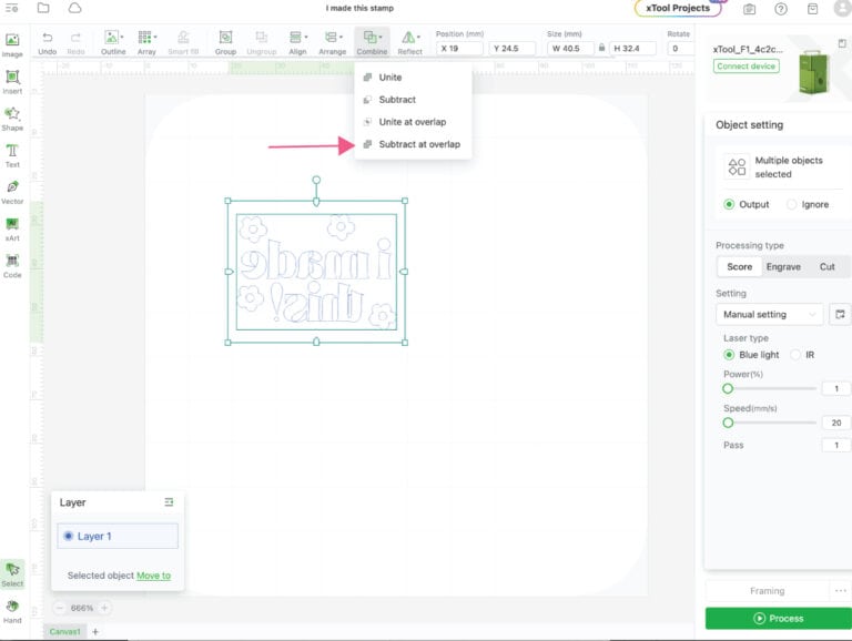 Make your own rubber stamps with a laser engraver - see kate sew