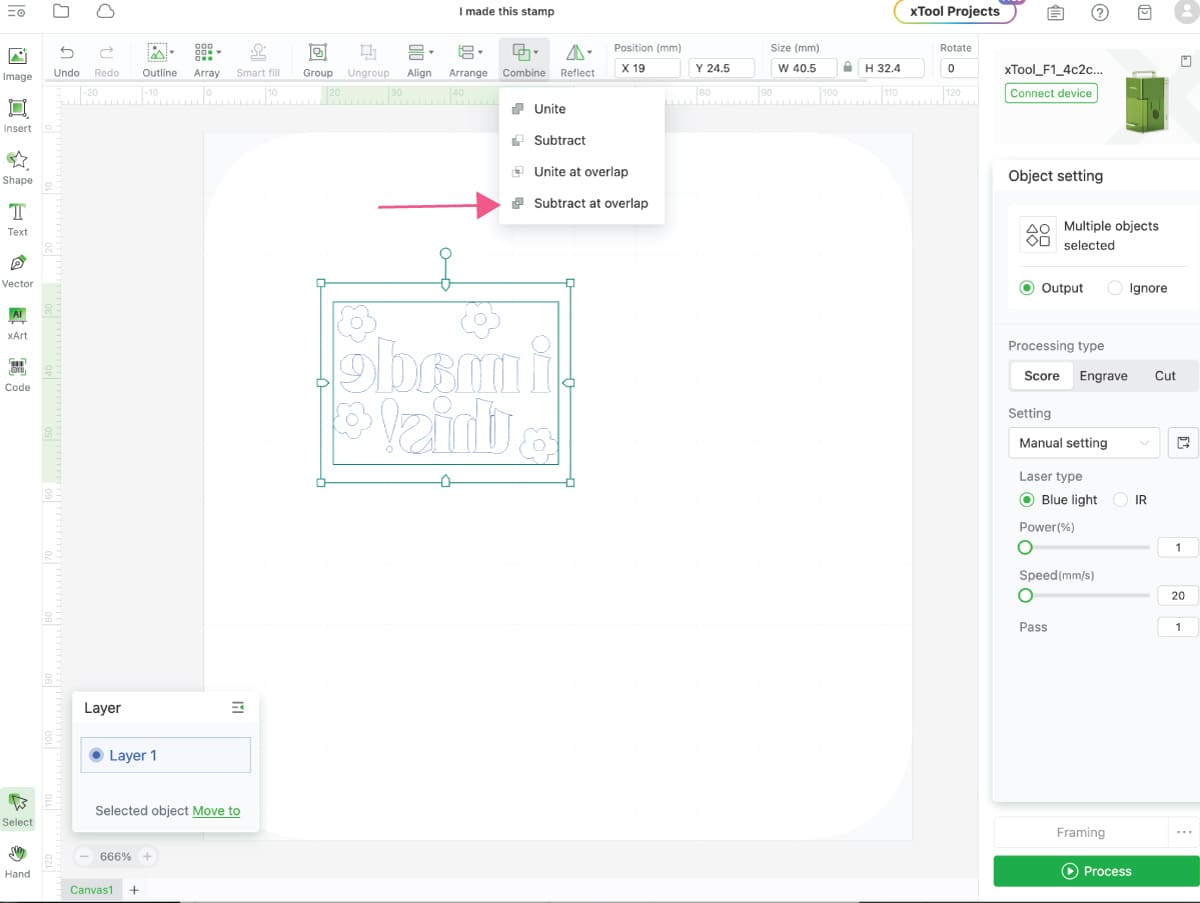 Make your own rubber stamps with a laser engraver - see kate sew