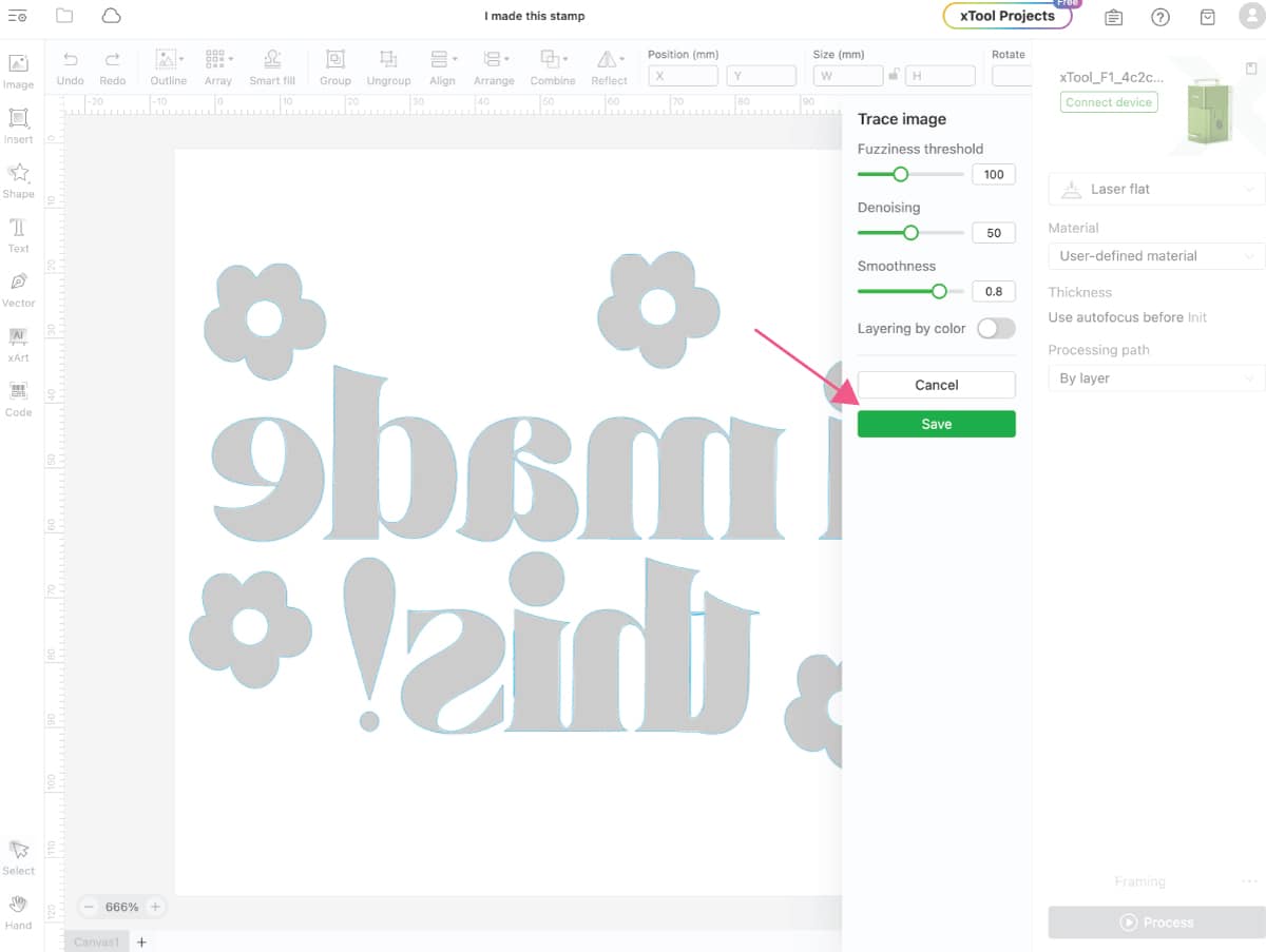Make your own rubber stamps with a laser engraver - see kate sew