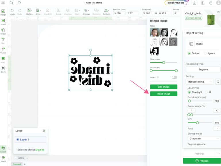 Make your own rubber stamps with a laser engraver - see kate sew