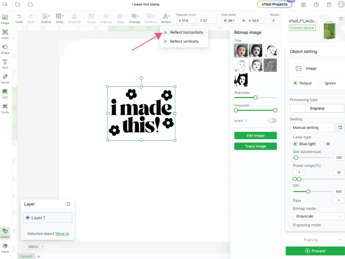 Make your own rubber stamps with a laser engraver - see kate sew