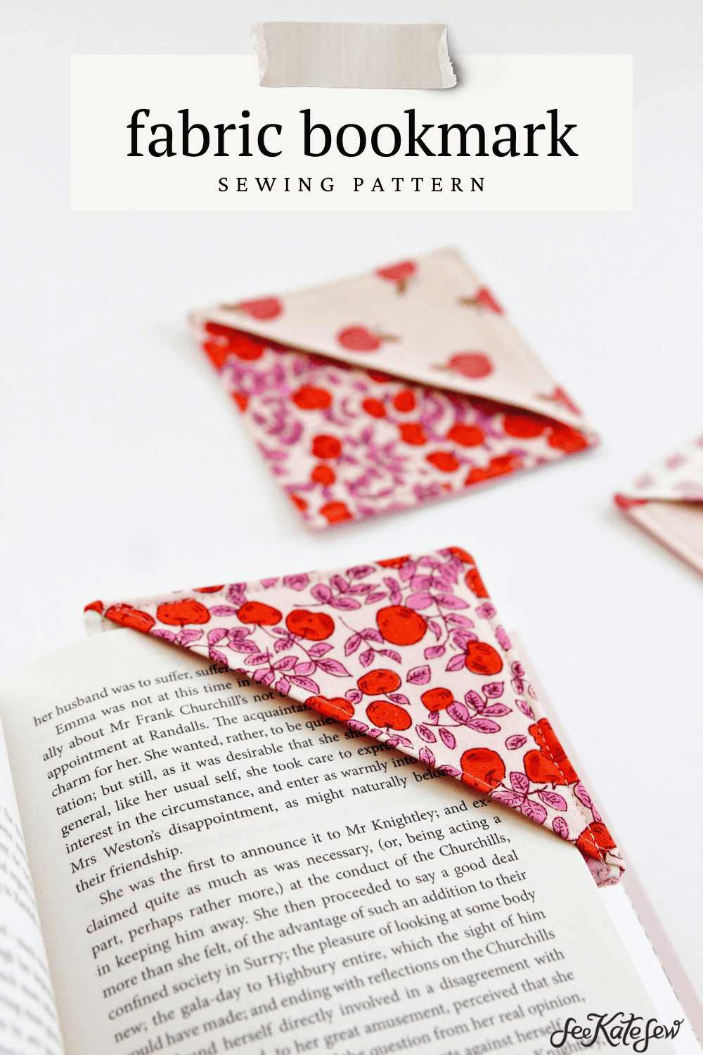 Corner Bookmark Sewing Pattern - Easy Scrap Sewing Project - see kate sew