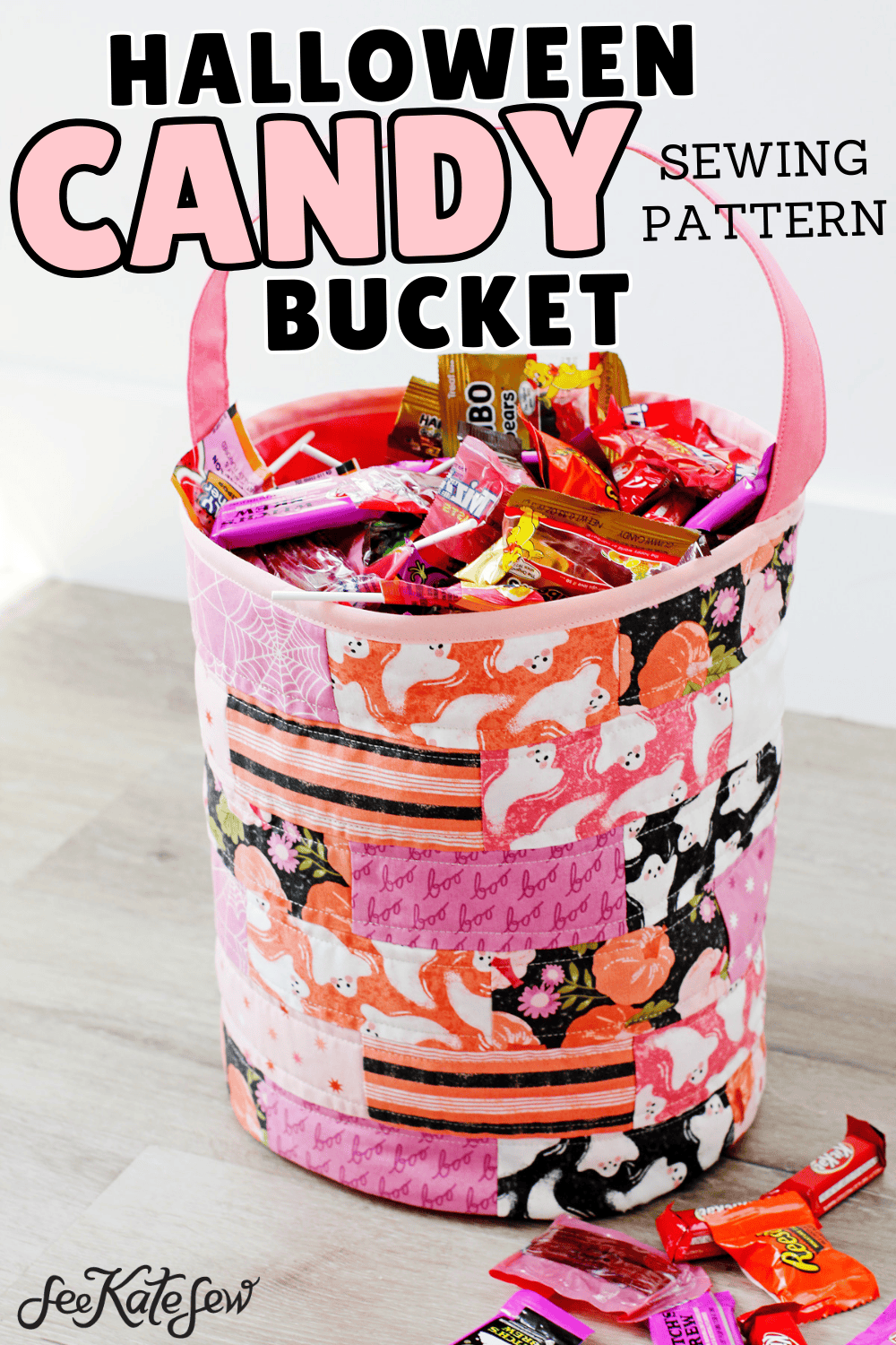 Fabric Halloween Bucket Trick or Treat Bag Pattern - see kate sew
