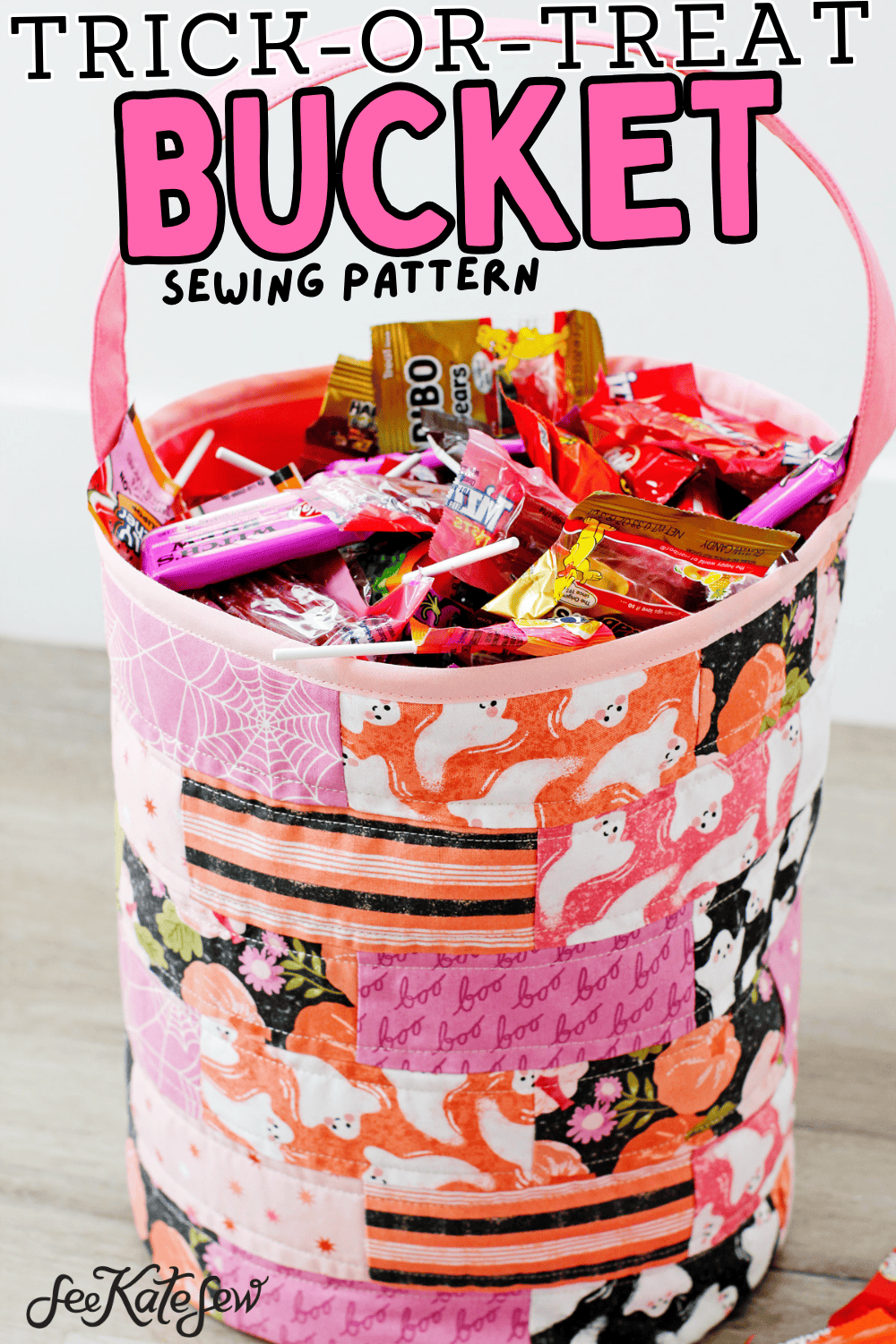 Fabric Halloween Bucket Trick or Treat Bag Pattern - see kate sew