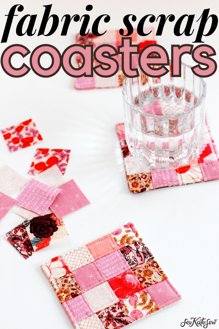fabric scrap coaster tutorial - see kate sew