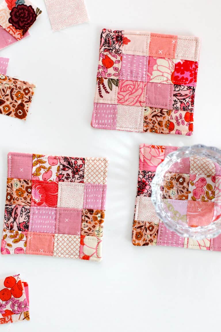 fabric scrap coaster tutorial - see kate sew