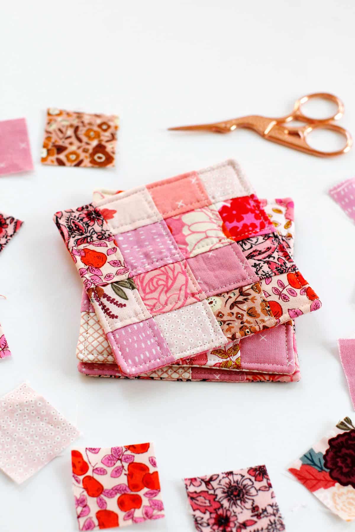 fabric scrap coaster tutorial - see kate sew