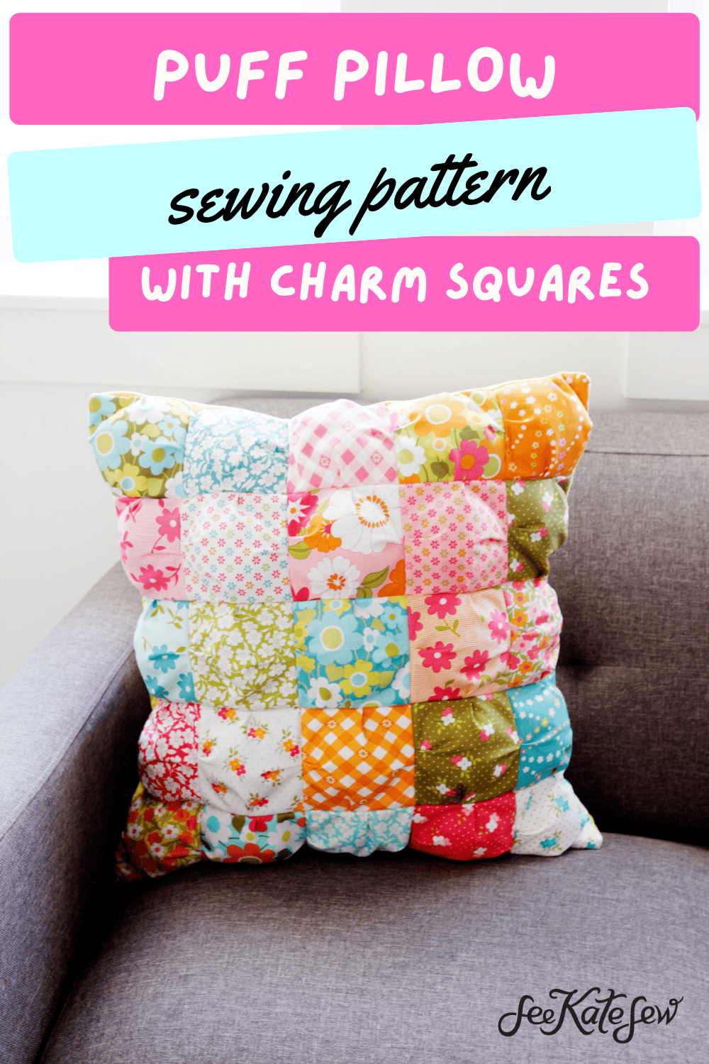 Puff Pillow Sewing Pattern - see kate sew