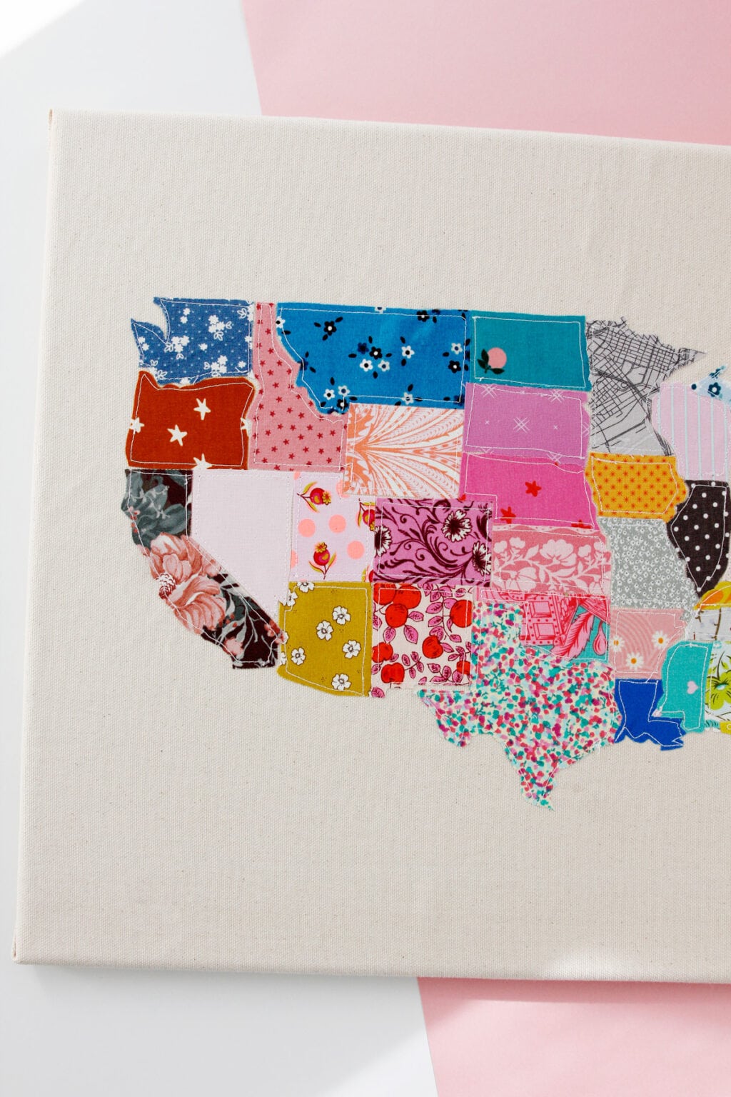 Fabric Scrap Map with US Map Pattern - see kate sew