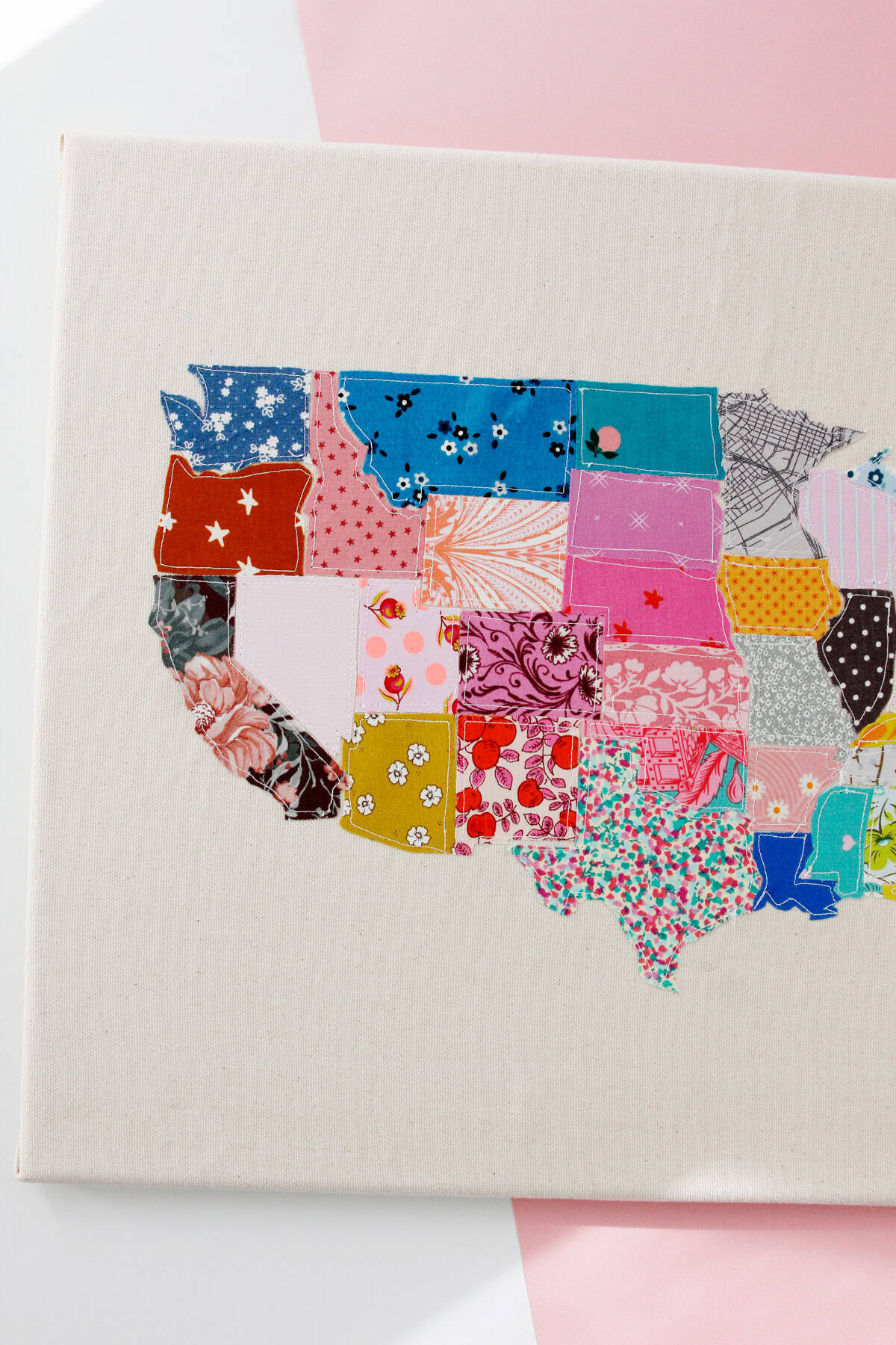 Fabric Scrap Map with US Map Pattern - see kate sew