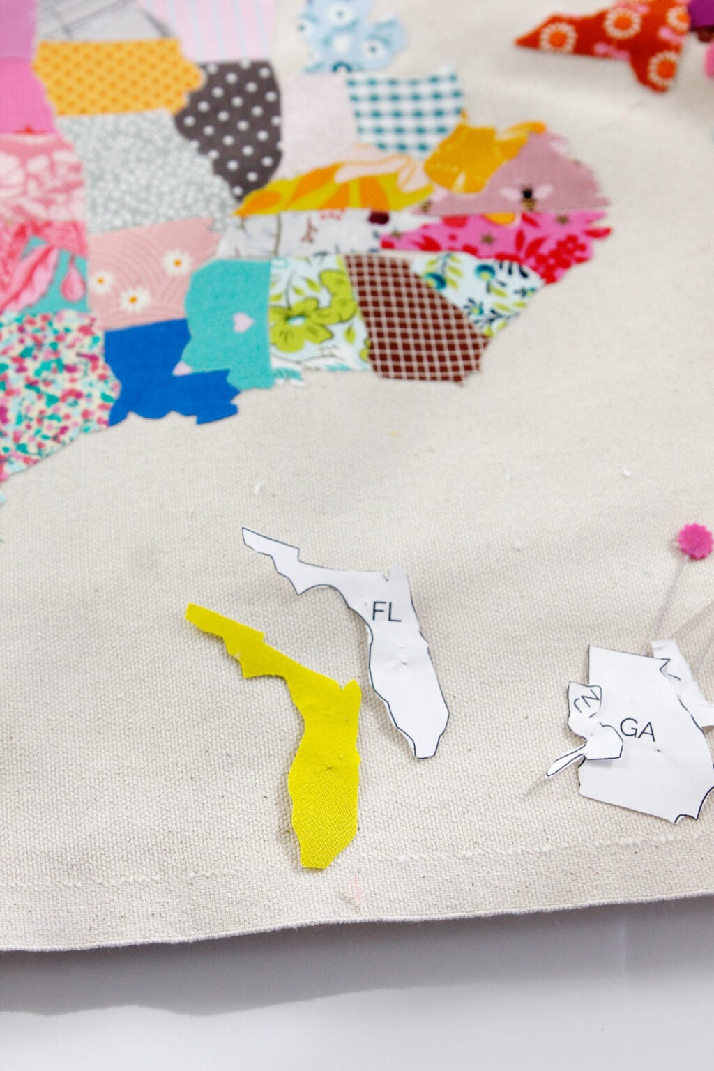 Fabric Scrap Map with US Map Pattern - see kate sew
