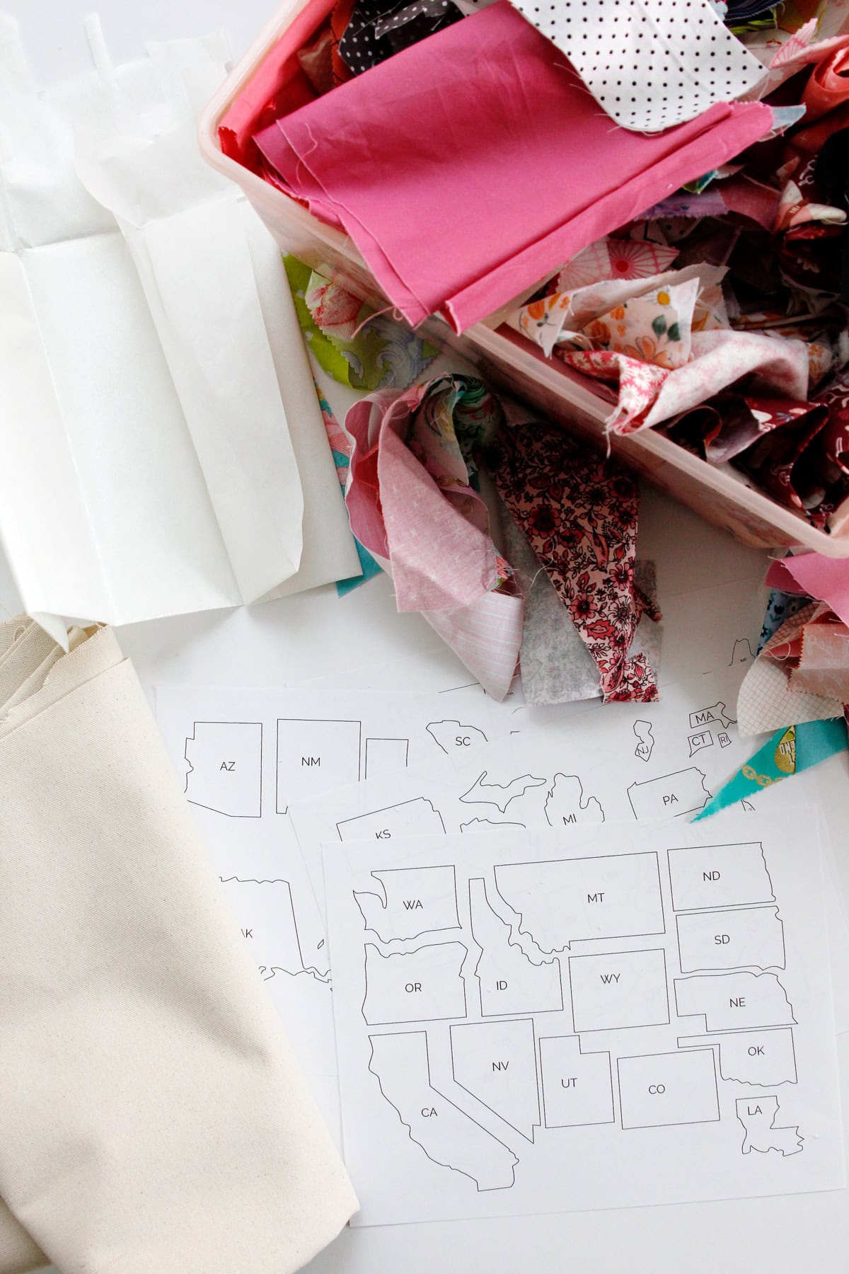 Fabric Scrap Map with US Map Pattern - see kate sew