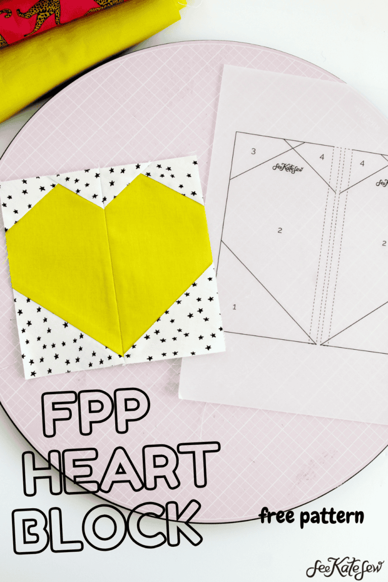 Foundation Paper Pieced Heart Quilt Block with FREE Pattern - see kate sew