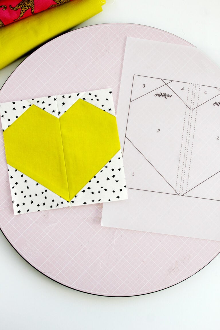 Foundation Paper Pieced Heart Quilt Block with FREE Pattern - see kate sew