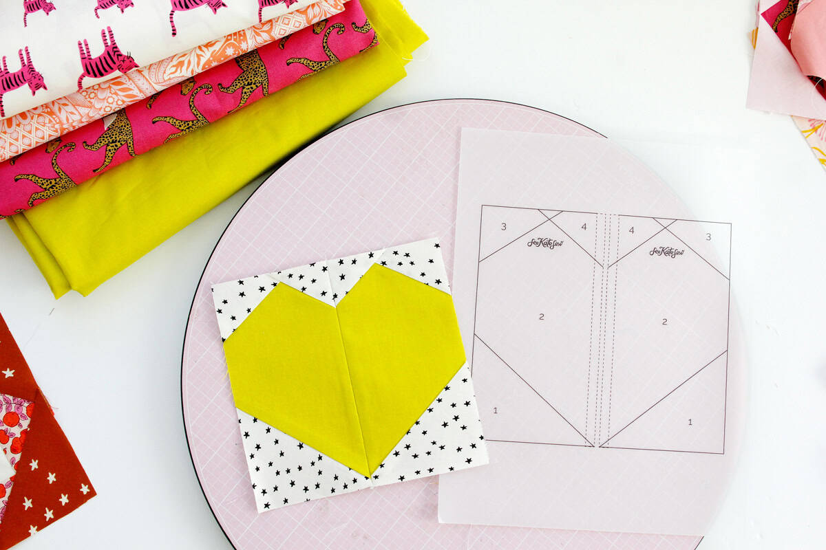 Foundation Paper Pieced Heart Quilt Block with FREE Pattern - see kate sew